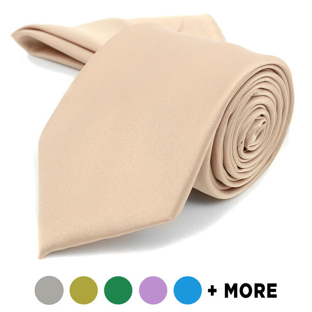 Umo Lorenzo Solid Satin Tie & Matching Hanky Set – 3.25" Poly Neck Tie ...